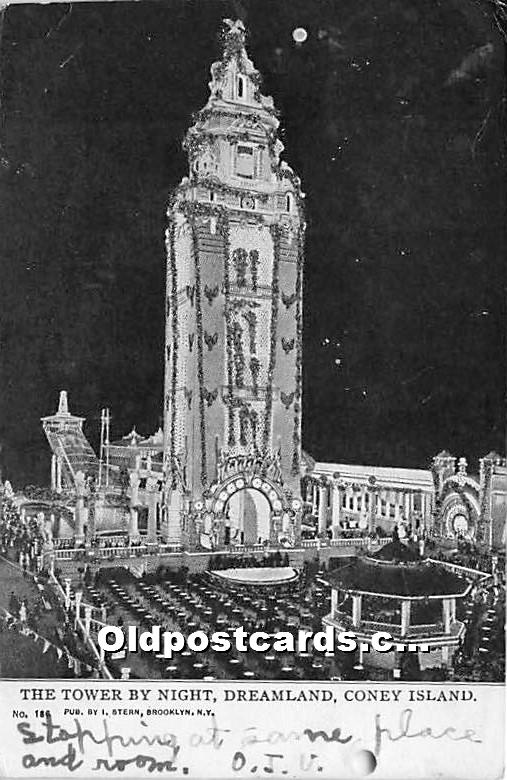 The Tower by Night, Dreamland Coney Island, New York, NY, USA Amusement ...