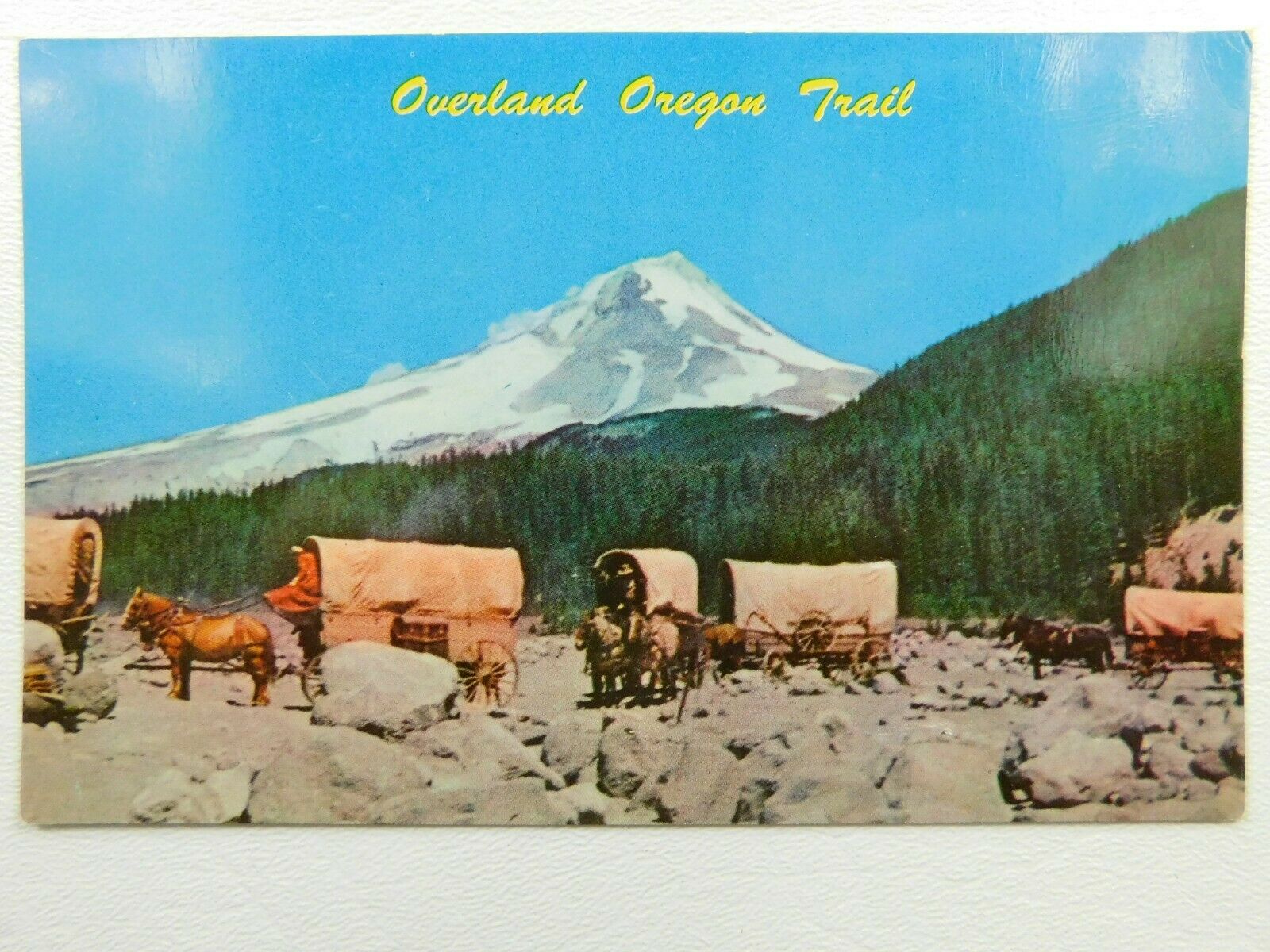Vintage Overland Oregon Mountains Wagons Horses Buggies Postcard ...