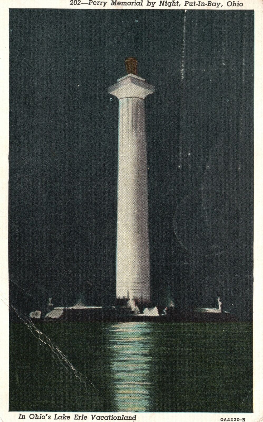 Vintage Postcard 1944 Perry Memorial By Night Lake Erie Vacationland ...