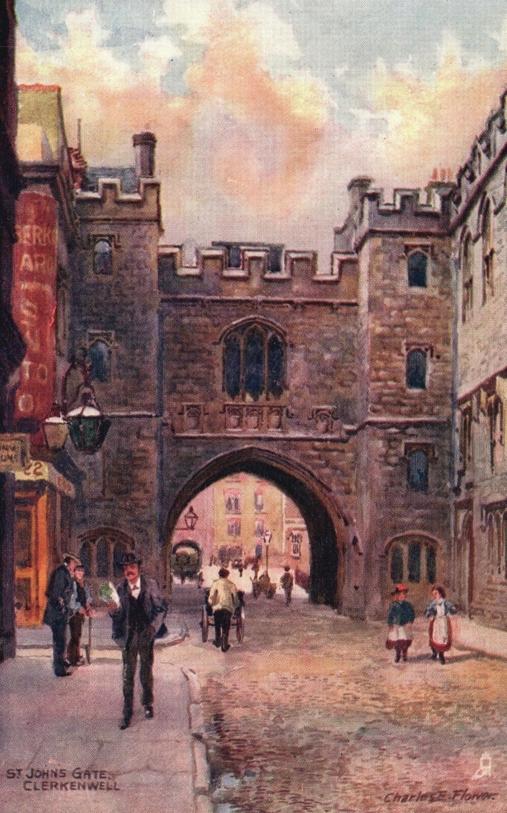 Vintage Postcard St. Johns Gate Clerkenwell Aquarette Art Raphael Tuck ...
