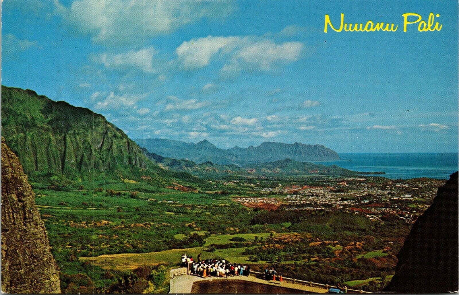 Pali Hawaii Color Card Mike Roberts Postcard Aerial View Mountain Ocean ...