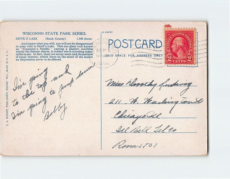 Postcard Cleopatra's Needle, Devil's Lake State Park, Baraboo ...