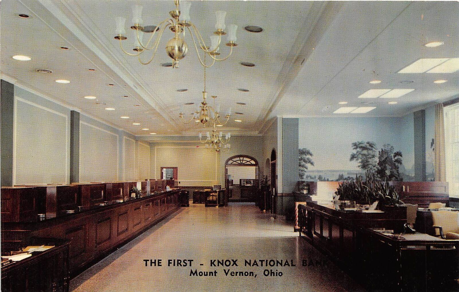 Mount Vernon Ohio 1960s Postcard Lobby First-Knox National Bank ...