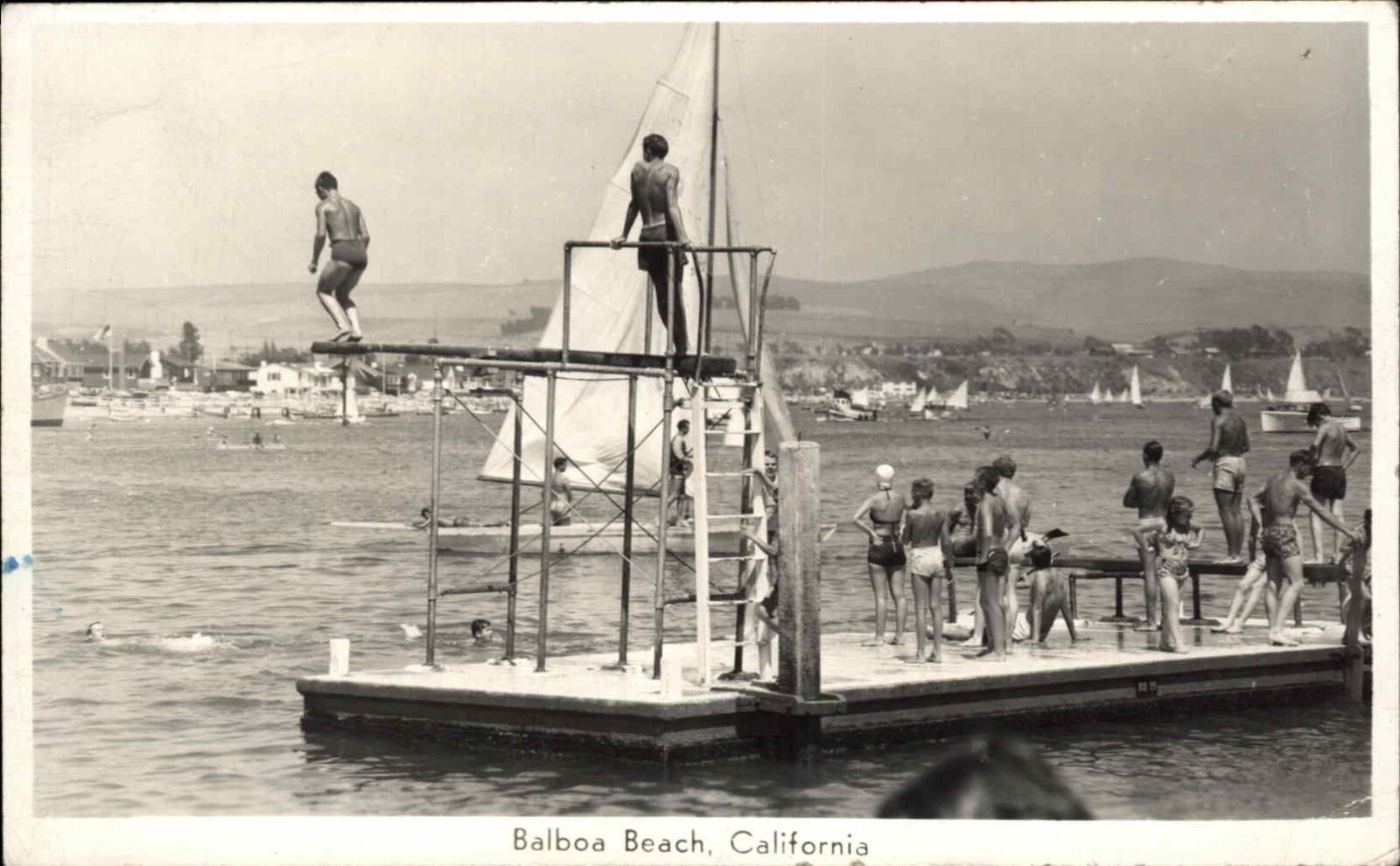 Balboa Beach CA Shirtless Men Beefcake Swimming Diving Real Photo ...