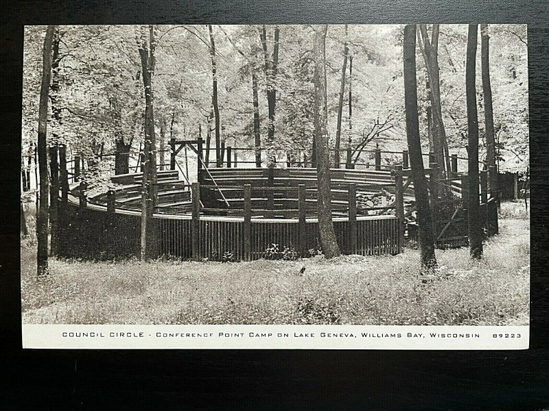 Vintage Postcard 1940s Council Circle Conference Point Camp Lake Geneva ...