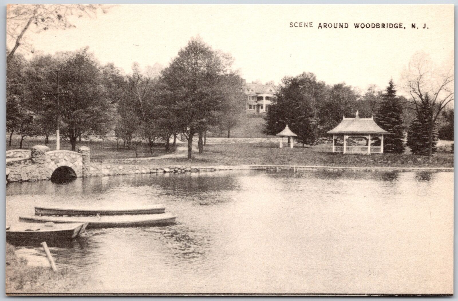 Scene Around Woodbridge New Jersey NJ Boat Lake Attraction RPPC Photo ...