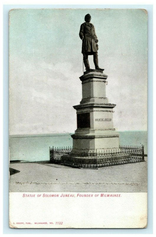 Statue of Solomon Juneau Founder of Milwaukee Wisconsin Glitter Vintage ...