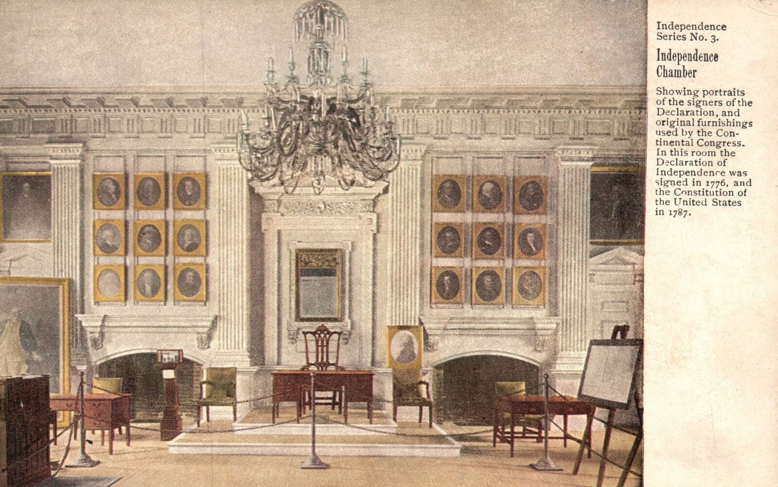 Vintage Postcard Independence Chamber Portraits Of Signers Independence ...