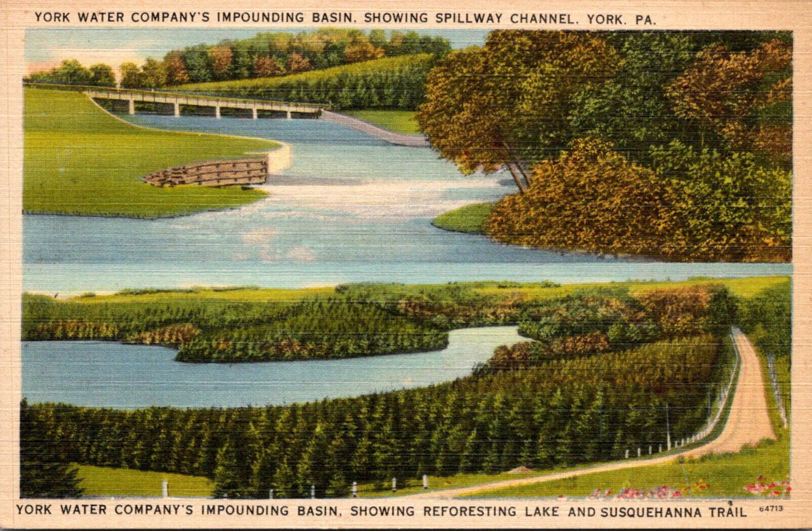 Pennsylvania York Water Company's Impounding Basin Showing Spillway ...