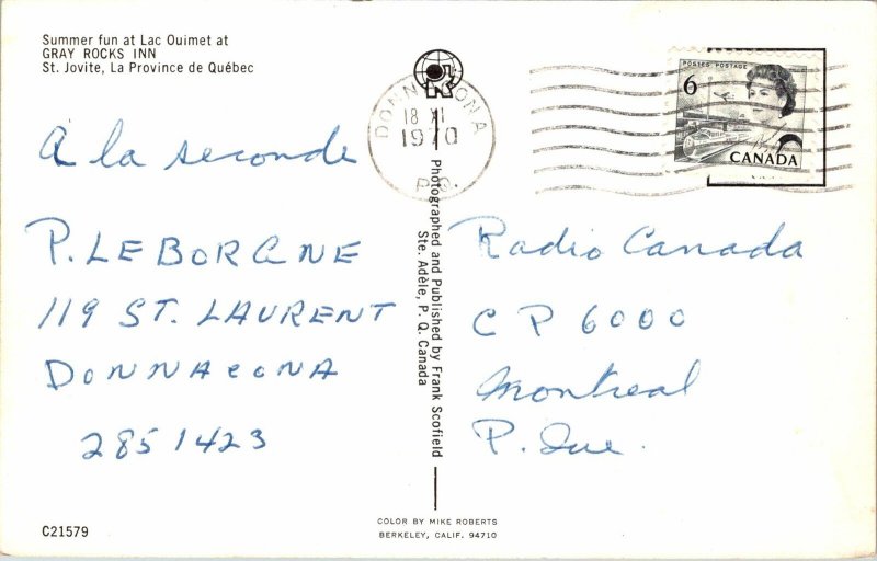 Vintage Postcard Summer FUN at Lake Quimet Gray Rocks INN ST. Jovite ...