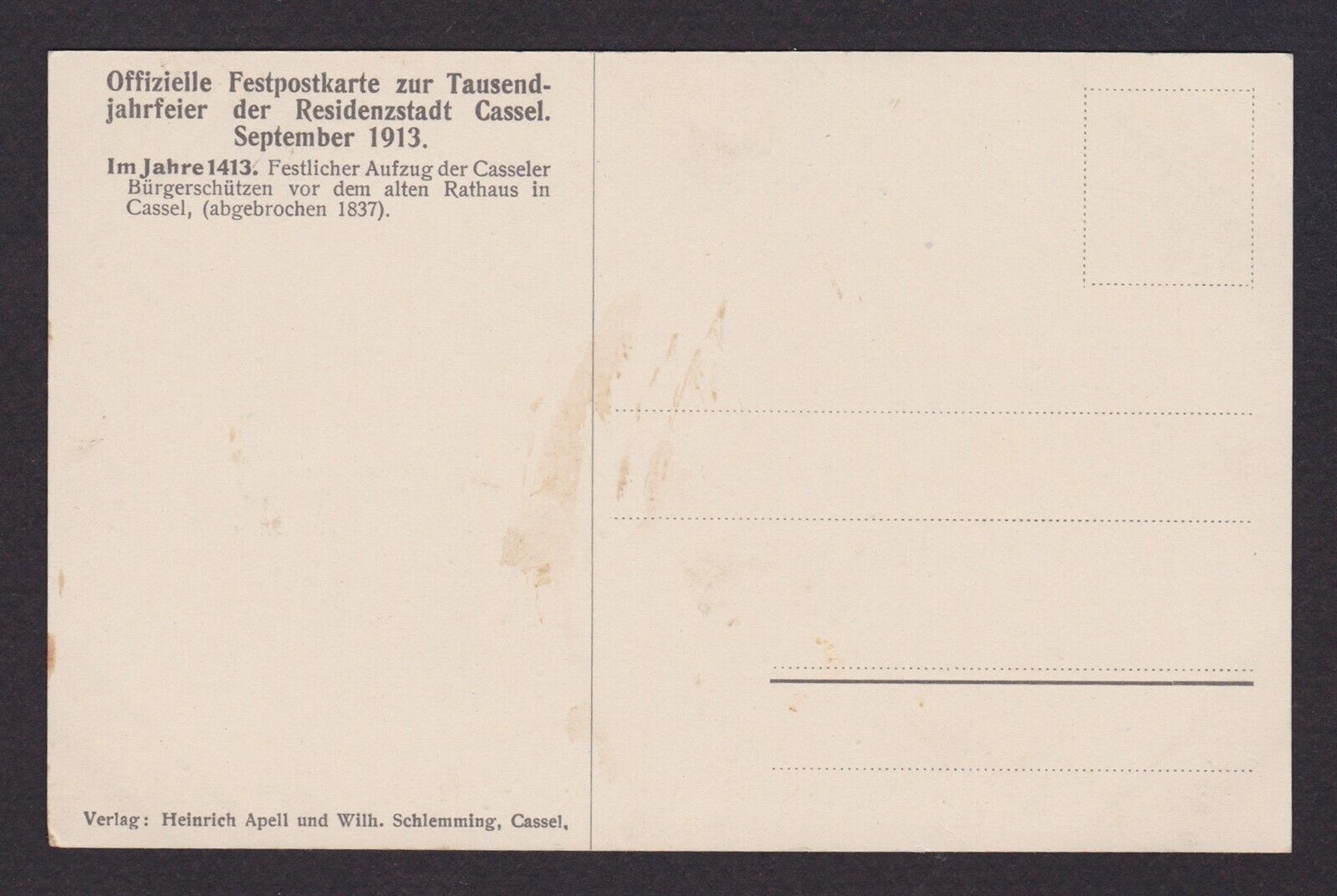 GERMANY 1913, Vintage postcard for the millennium of the royal seat of ...