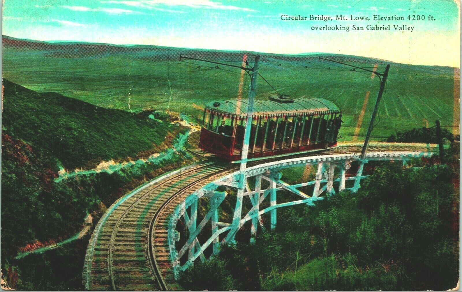 Mount Lowe CA Circular Bridge Overlooking San Gabriel Valley 1910s UNP ...