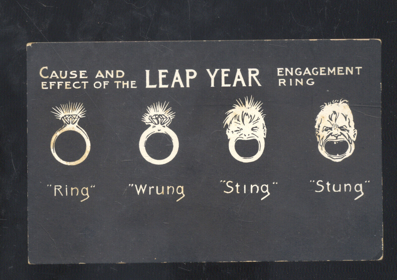 Cause and Effect on Leap Year Engagement Ring Diamond Vintage Postcard ...