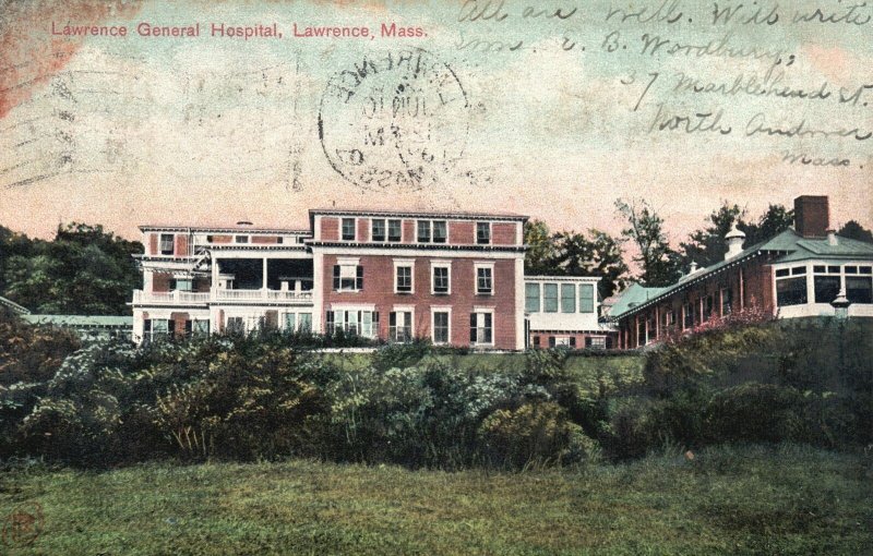 Vintage Postcard 1907 Lawrence General Hospital Building Lawrence ...