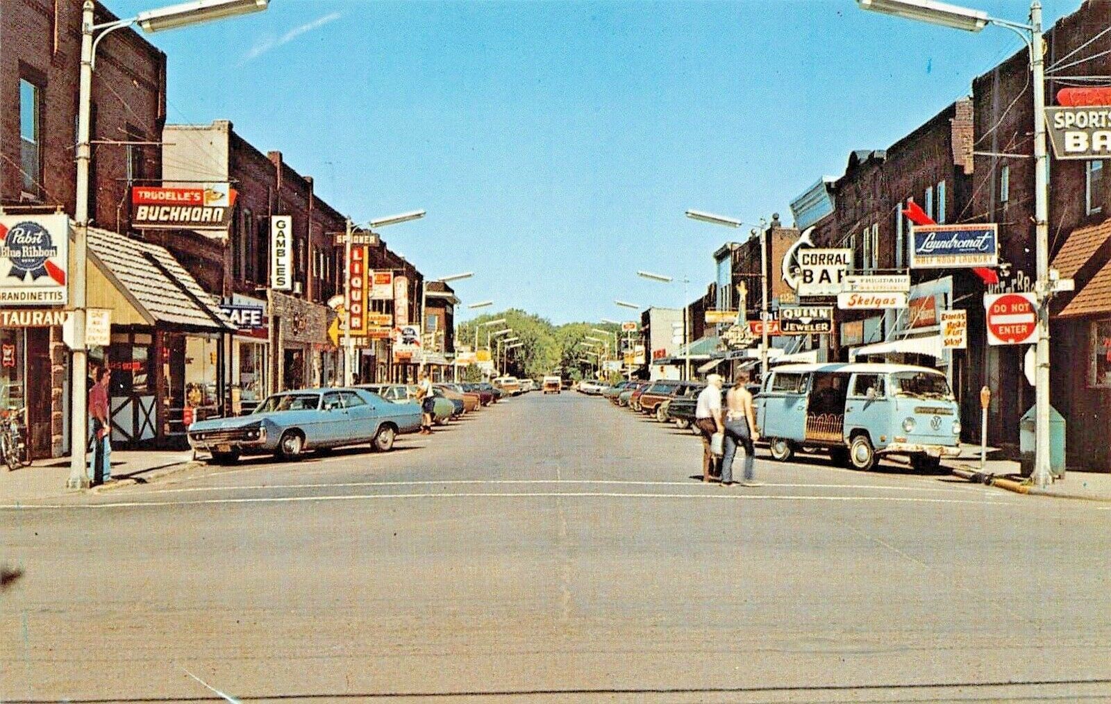 Spooner Wisconsin~Main Street-Pbr Sign-Vw Van-Parking Meters~1960S ...