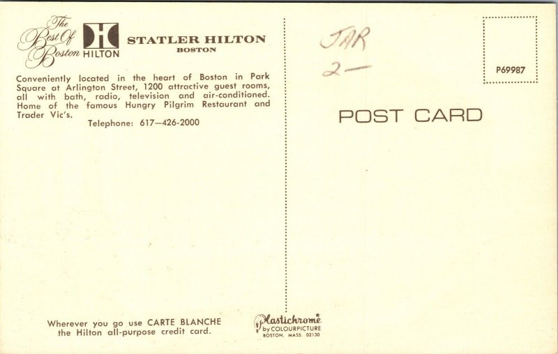 Statler Hilton Hotel Building Downtown Boston Massachusetts Chrome ...