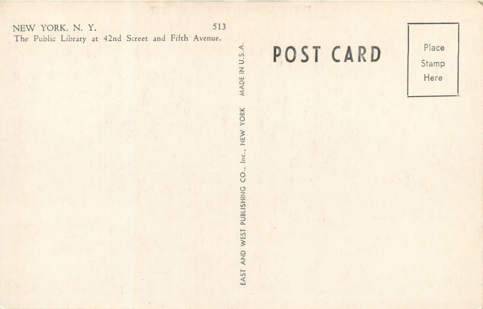 1930s Public Library, New York City - Vintage Postcard | United States ...