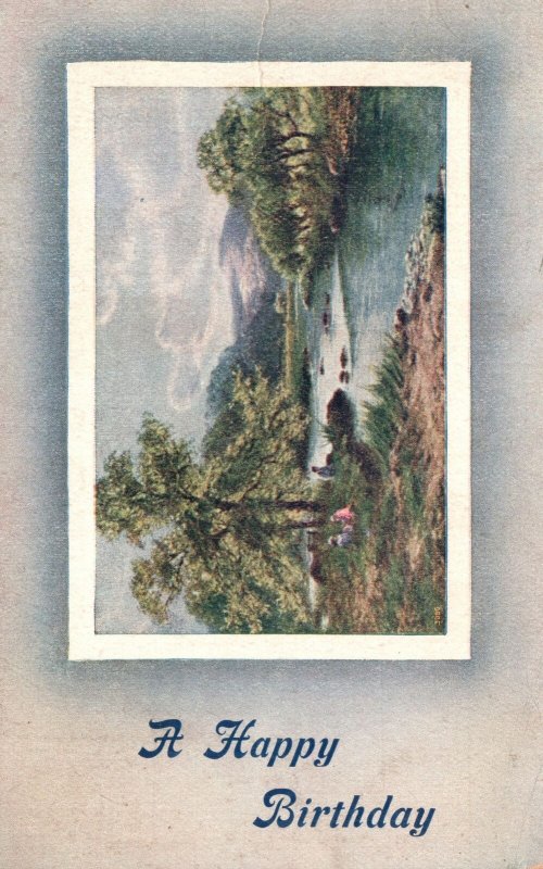 Vintage Postcard A Happy Birthday Landscape Design Greetings And Good ...