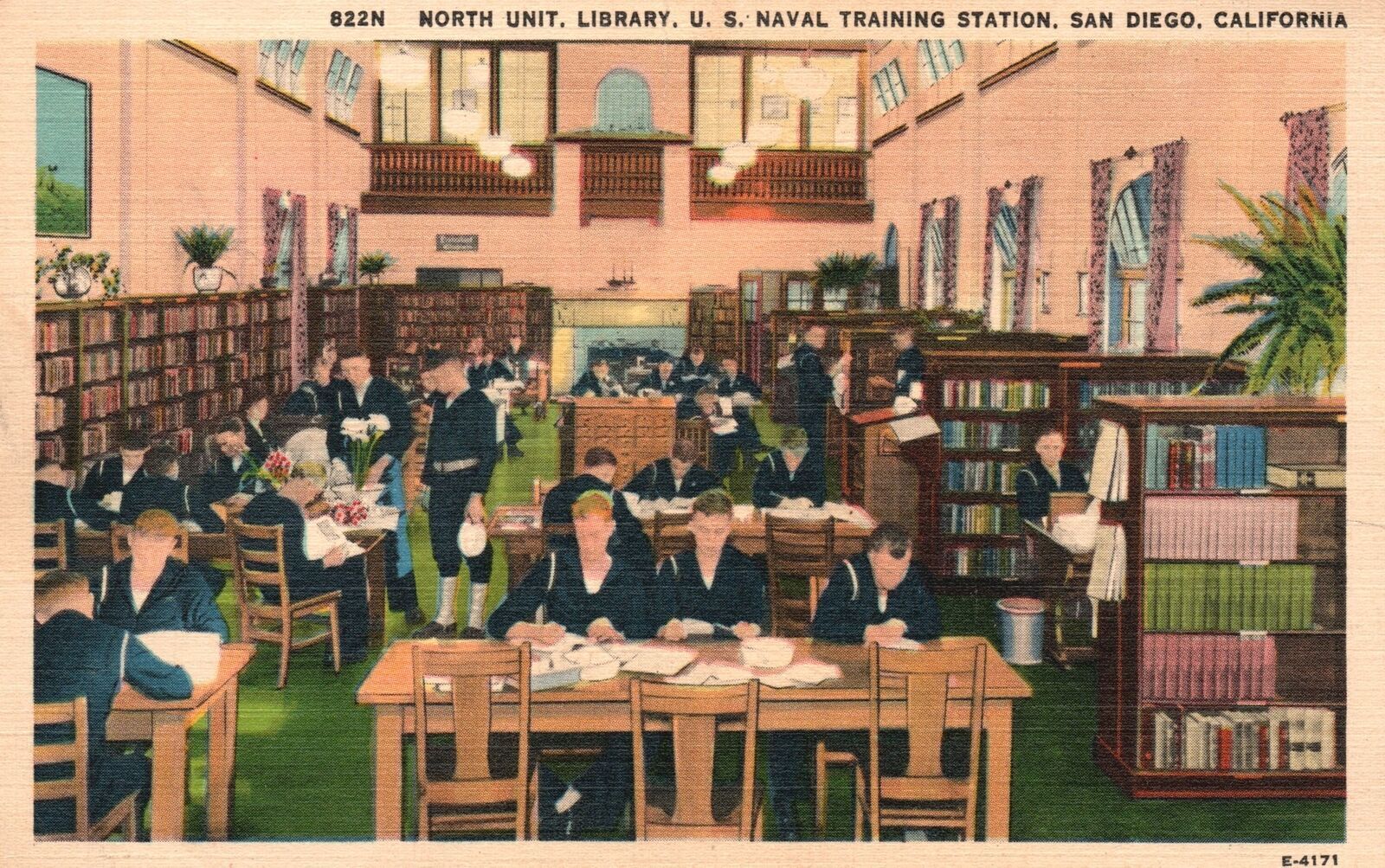 Vintage Postcard North Unit Library Building U.S. Naval Station San ...