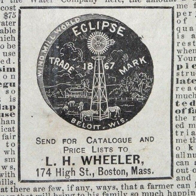 1870s-80s L.H Wheeler Eclipse Homestead Windmills Engraved Victorian ...