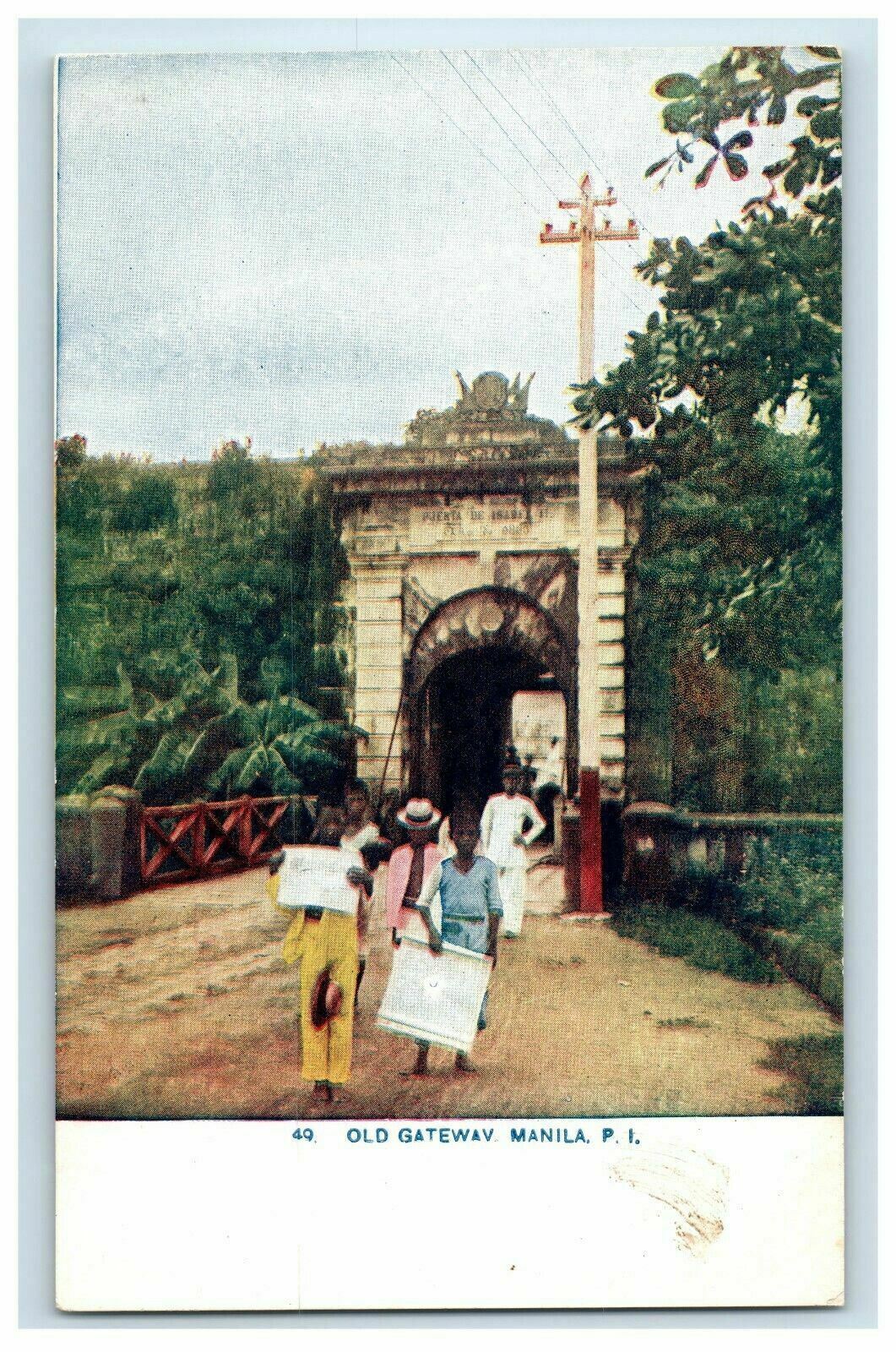 Manila P.I. Postcard Old Gateway Philippines Islands People Unposted ...