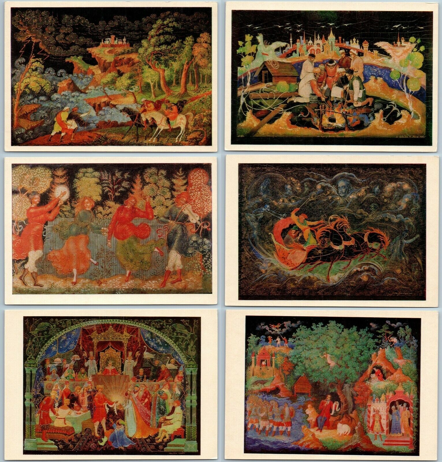 1974 PALEKH LACQUER PAINTING Box Miniatures Russian ART SET 16 Vintage ...