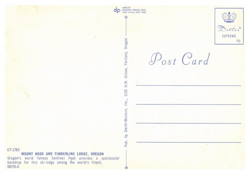 Mount Hood Timberline Lodge Oredon Sentinel Peak Chrome Postcard UNP ...