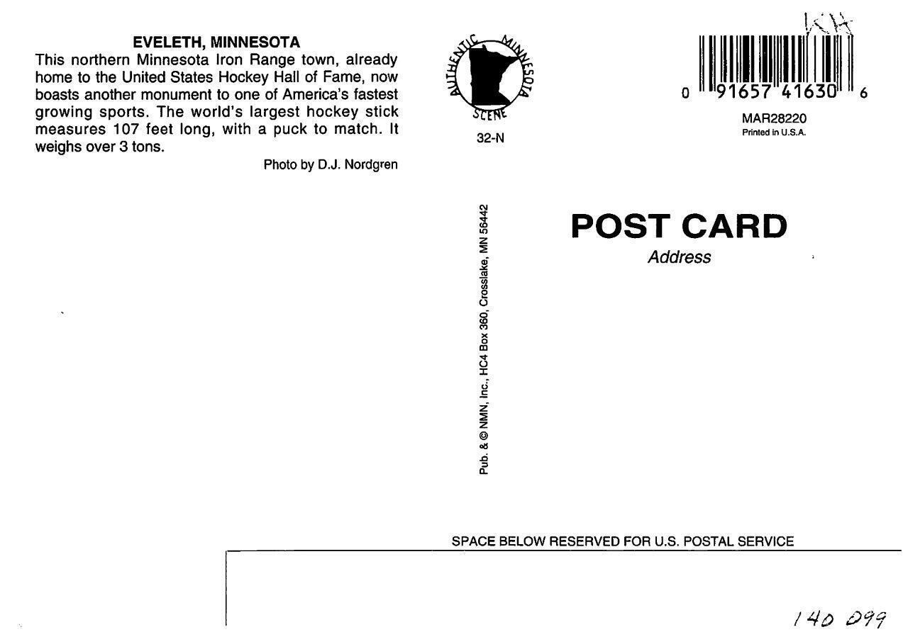 2~4X6 Postcards Eveleth, MN Minnesota HOCKY HALL OF FAME~World's ...