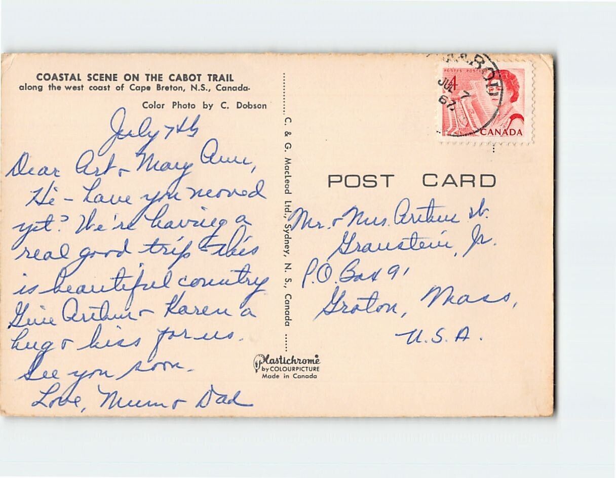 Postcard Coastal Scene On The Cabot Trail, Cape Breton, Petit Étang ...