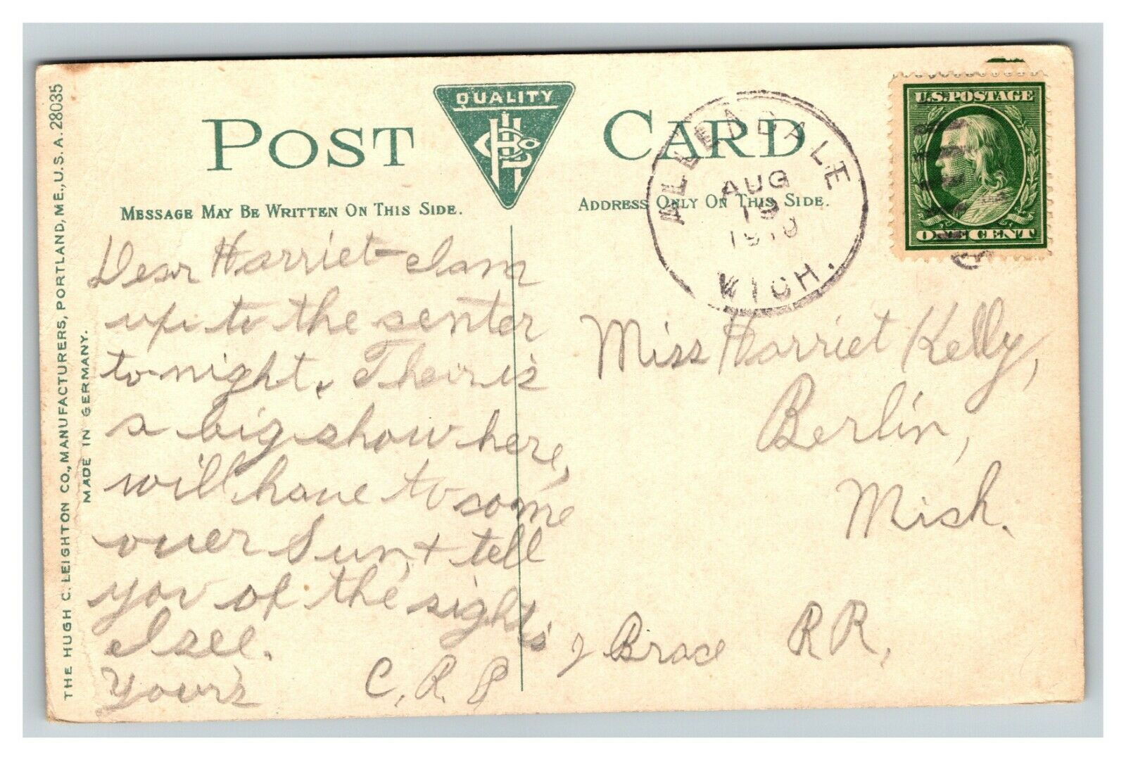 Vintage 1910 Colorized Photo Postcard Machinery Building the Panama ...