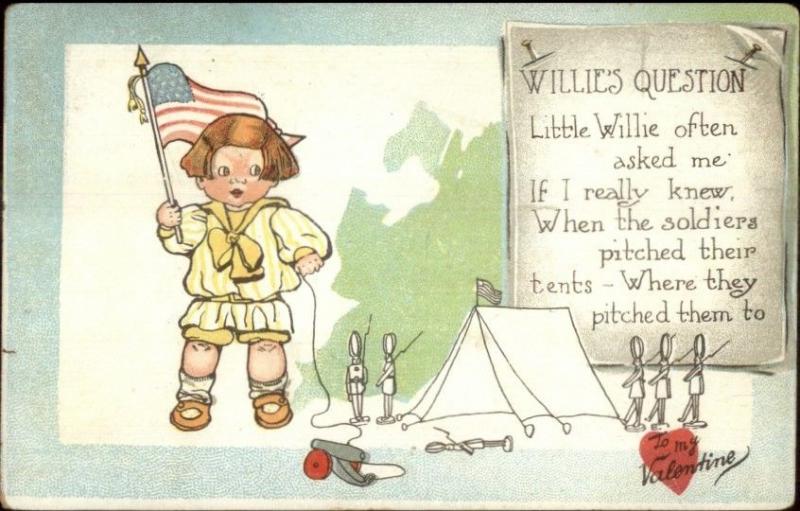 TUCK Vbalentine - Puns Series Little Willie w/ American Flag c1910 ...