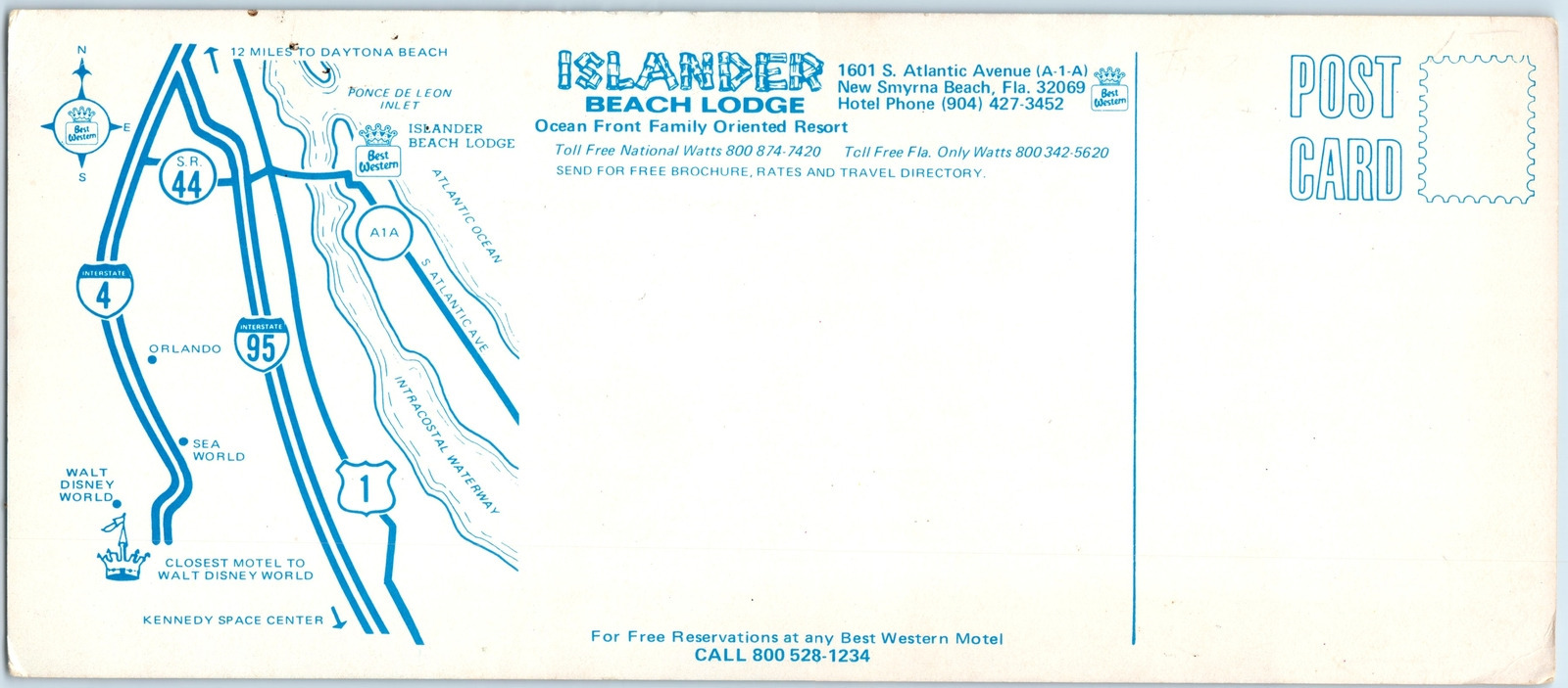 c1970s New Smyrna Beach, FL Best Western Islander Daytona Brochure Card ...