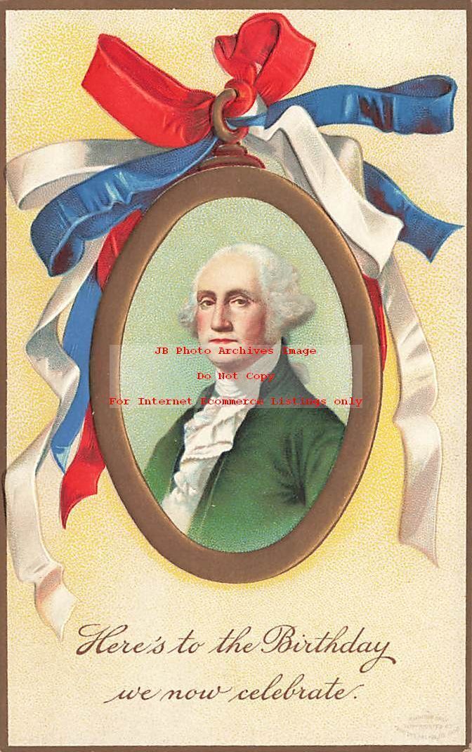 George Washington's Birthday, IAP No 51646-5, Patriotic Ribbon, Oval ...