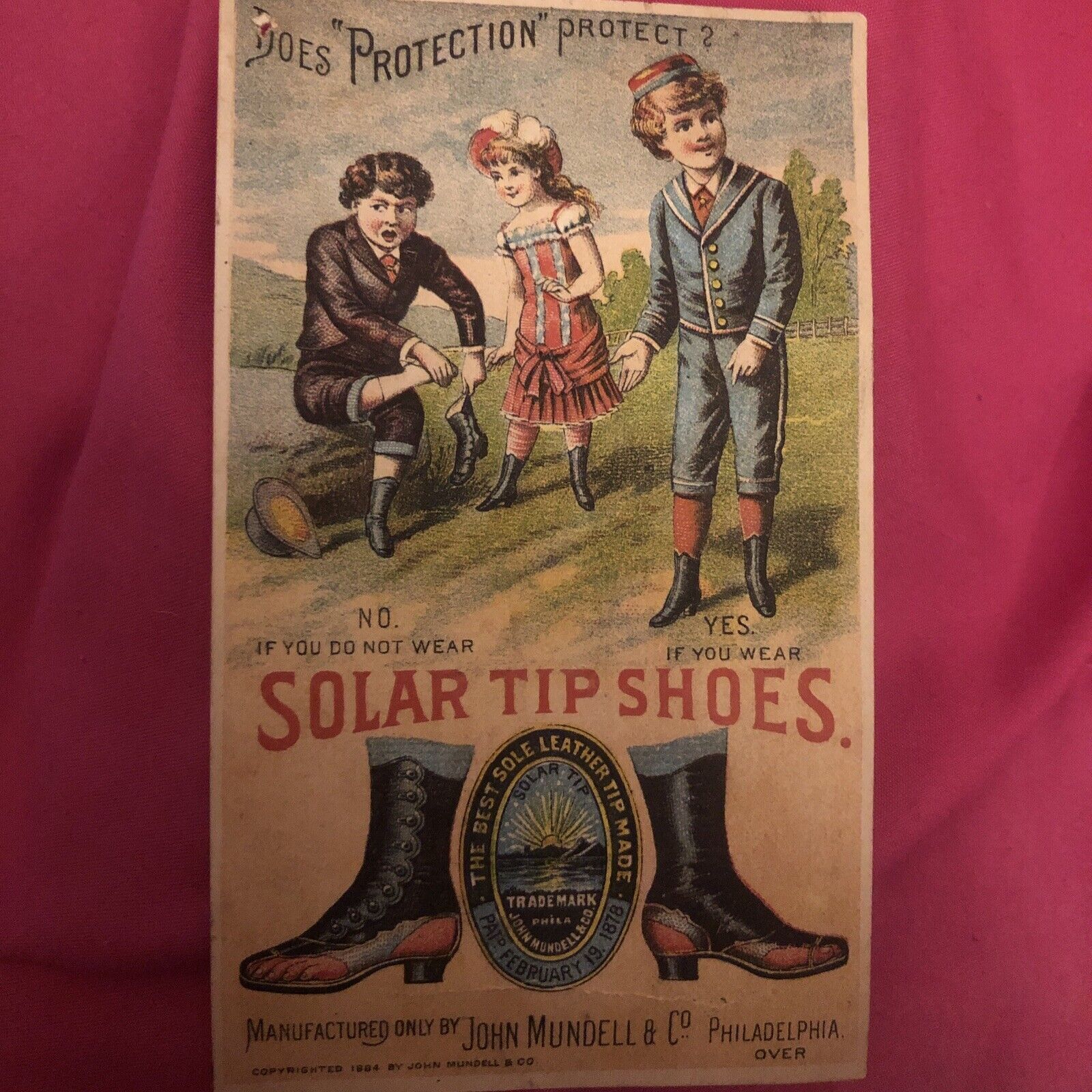 VTG Solar Tip Shoes John Mundell And Co Philadelphia PA Victorian Ad ...