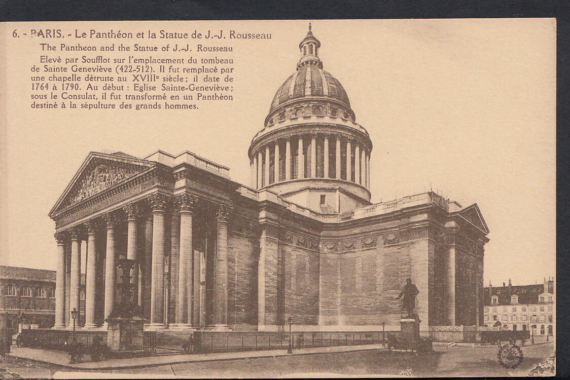 France Postcard - Paris - Le Pantheon Et La Statue De J.J.Rousseau ...