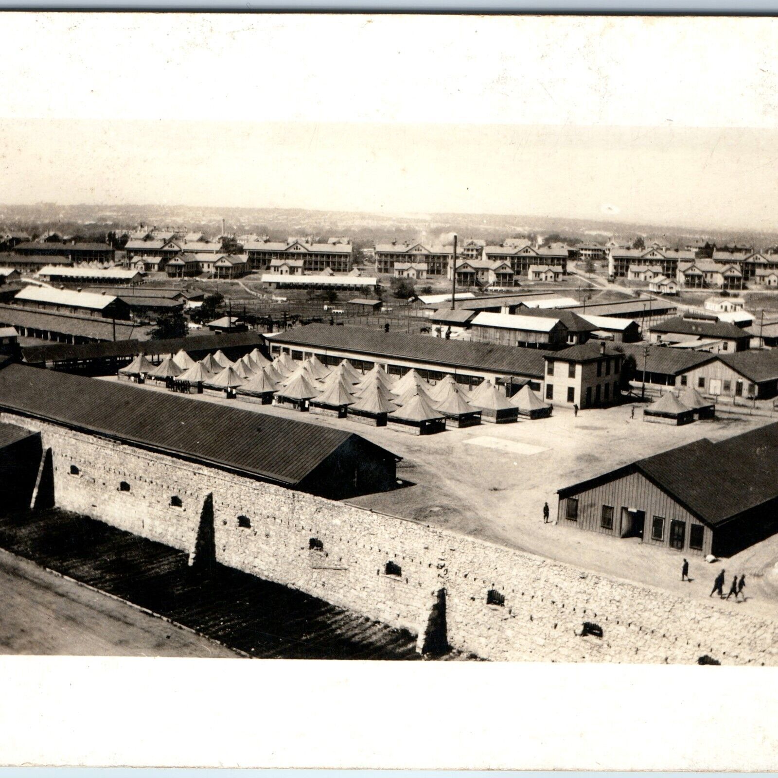 c1910s WWI San Antonio, TX Fort Sam Houston Barracks Camp Aerial Real ...