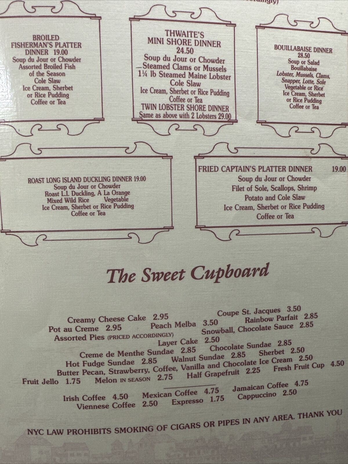 Vintage 1980s Thwaites Inn Restaurant Menu City Island New York City NY ...