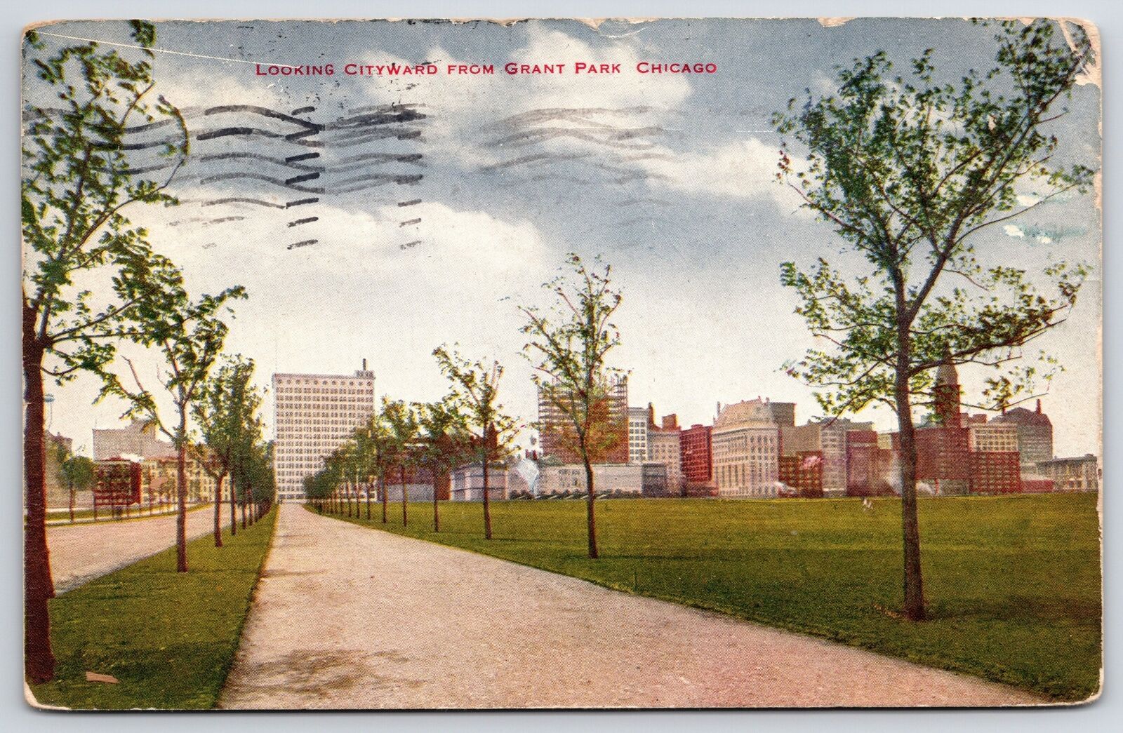 1915 Looking Cityward From Grand Park Chicago Illinois Roadway Posted ...
