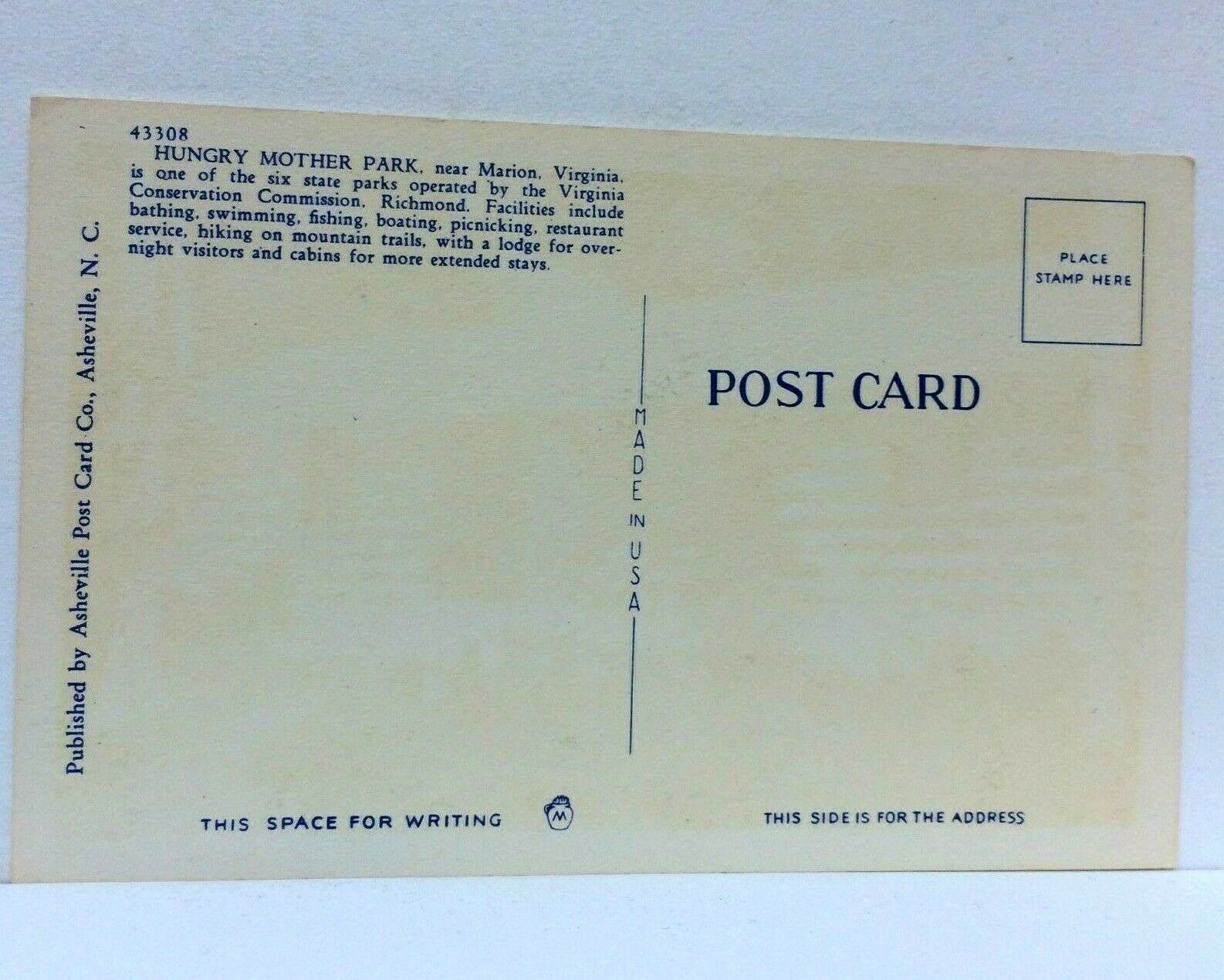 Marion Virginia Hungry Mother State Park Cabin Linen Vintage Postcard ...