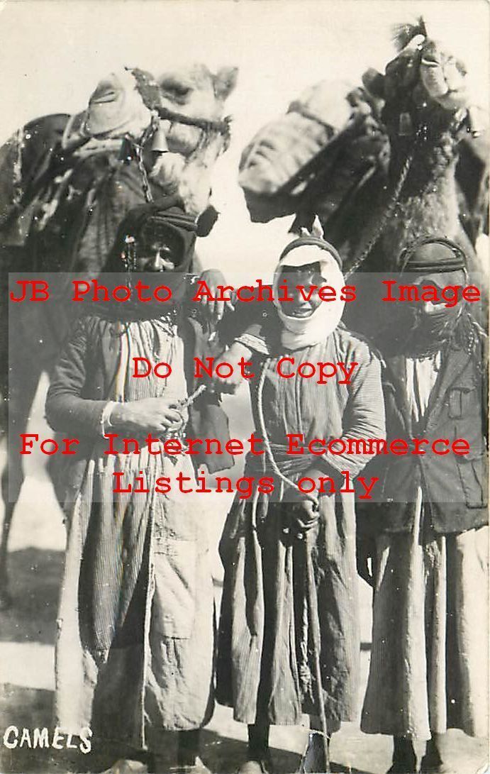 Native Ethnic Culture Costume, RPPC, Middle East People with Camels ...