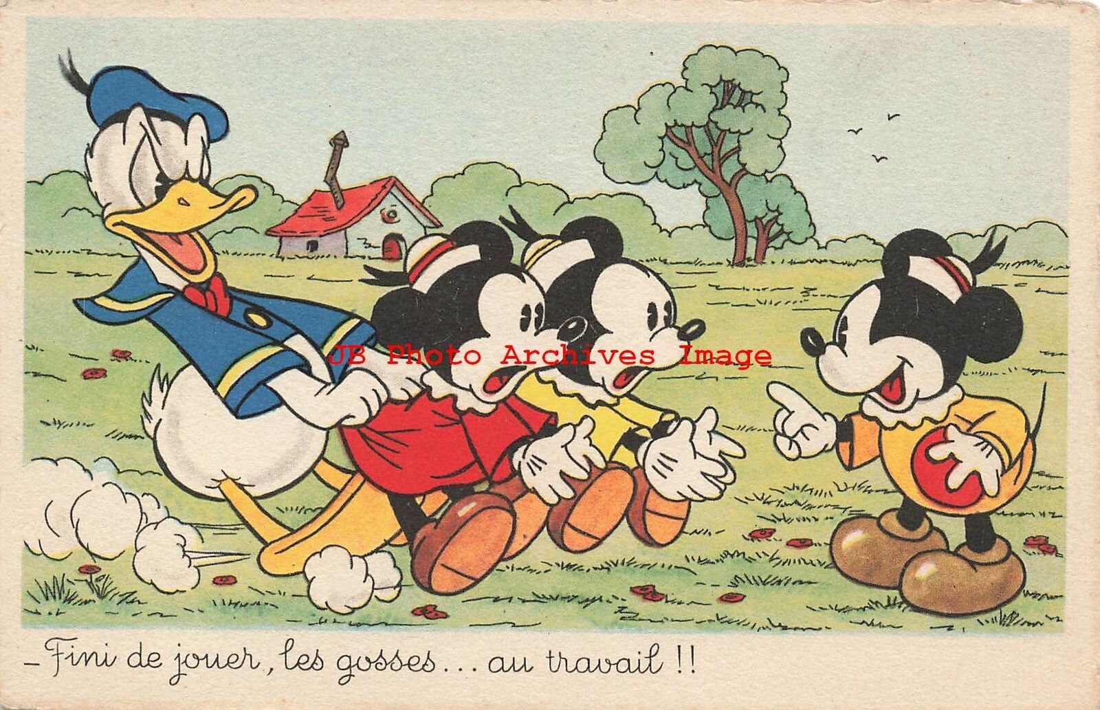 Disney, Superluxe Paris, Donald Duck Grabbing Two Kids, Mickey Holding ...