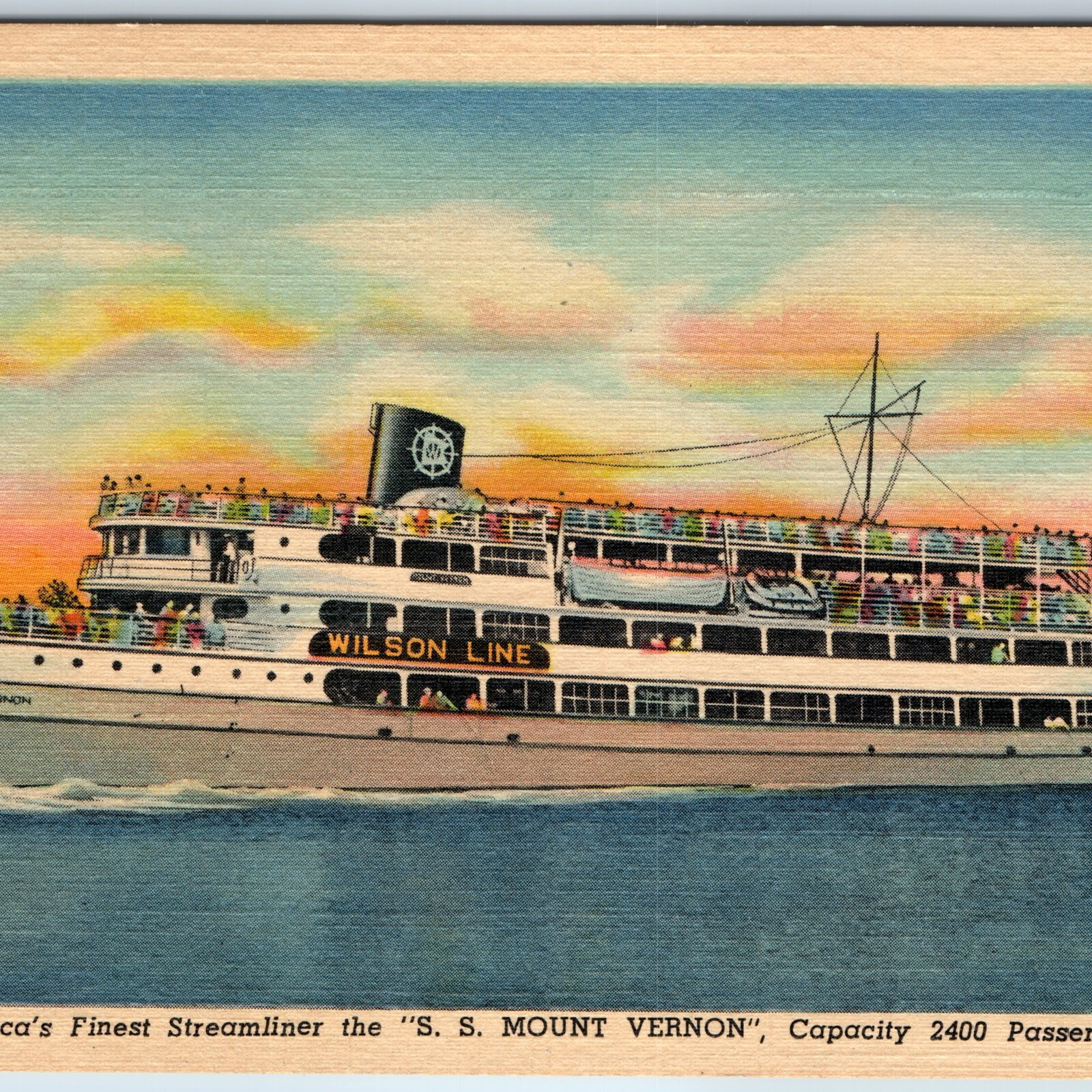1948 Washington DC Potomac River S.S. Mount Vernon Steamship PC Wilson ...
