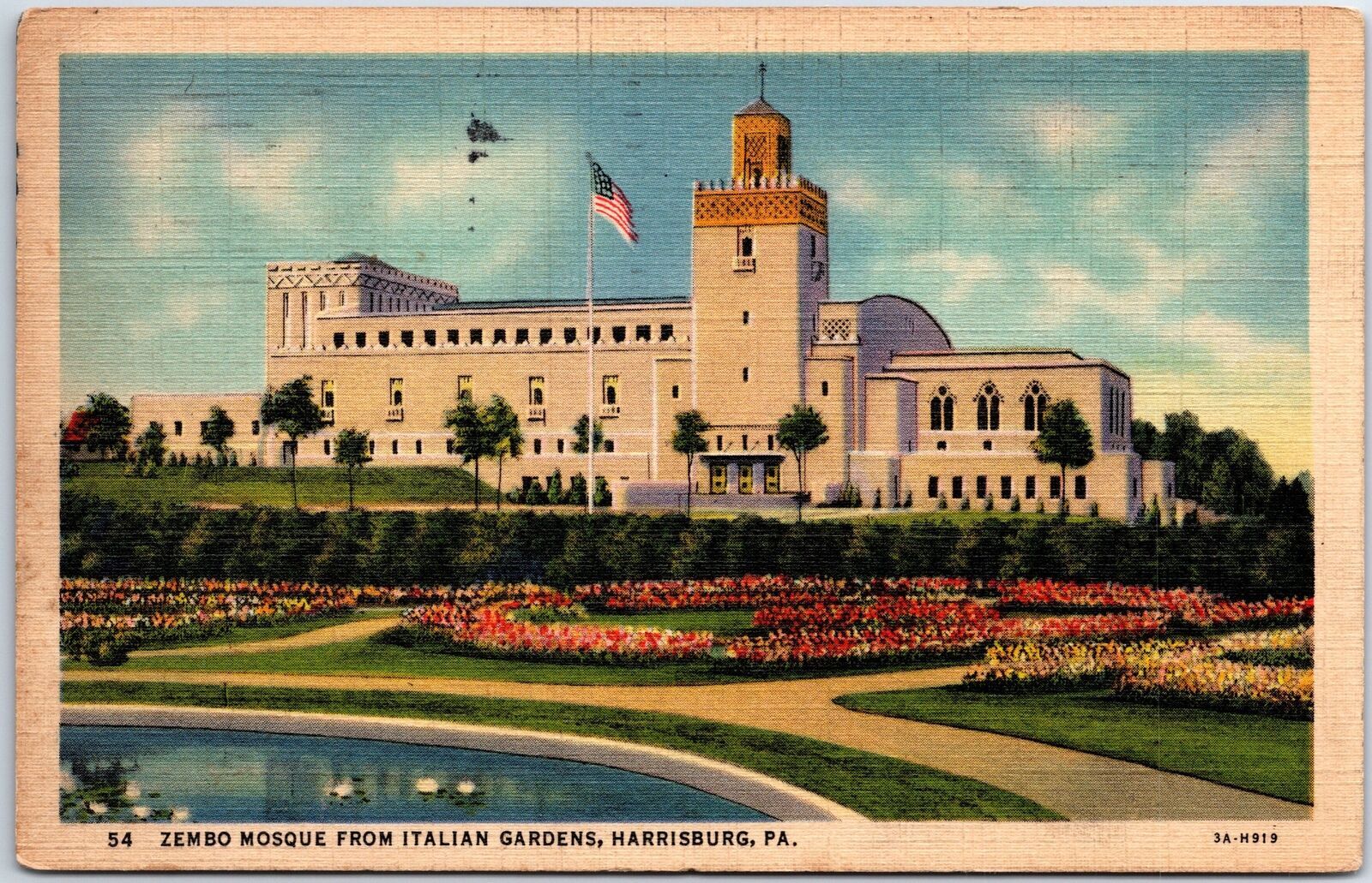 Vintage Postcard View of the Zembo Mosque From the Italian Gadrens ...