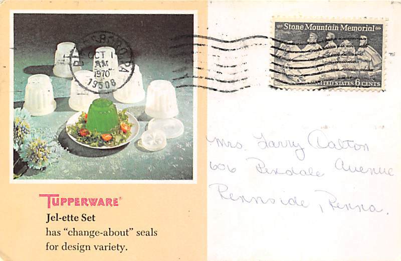 Tupperware Jel-ette set Invitation Advertising Writing on Back | Topics ...