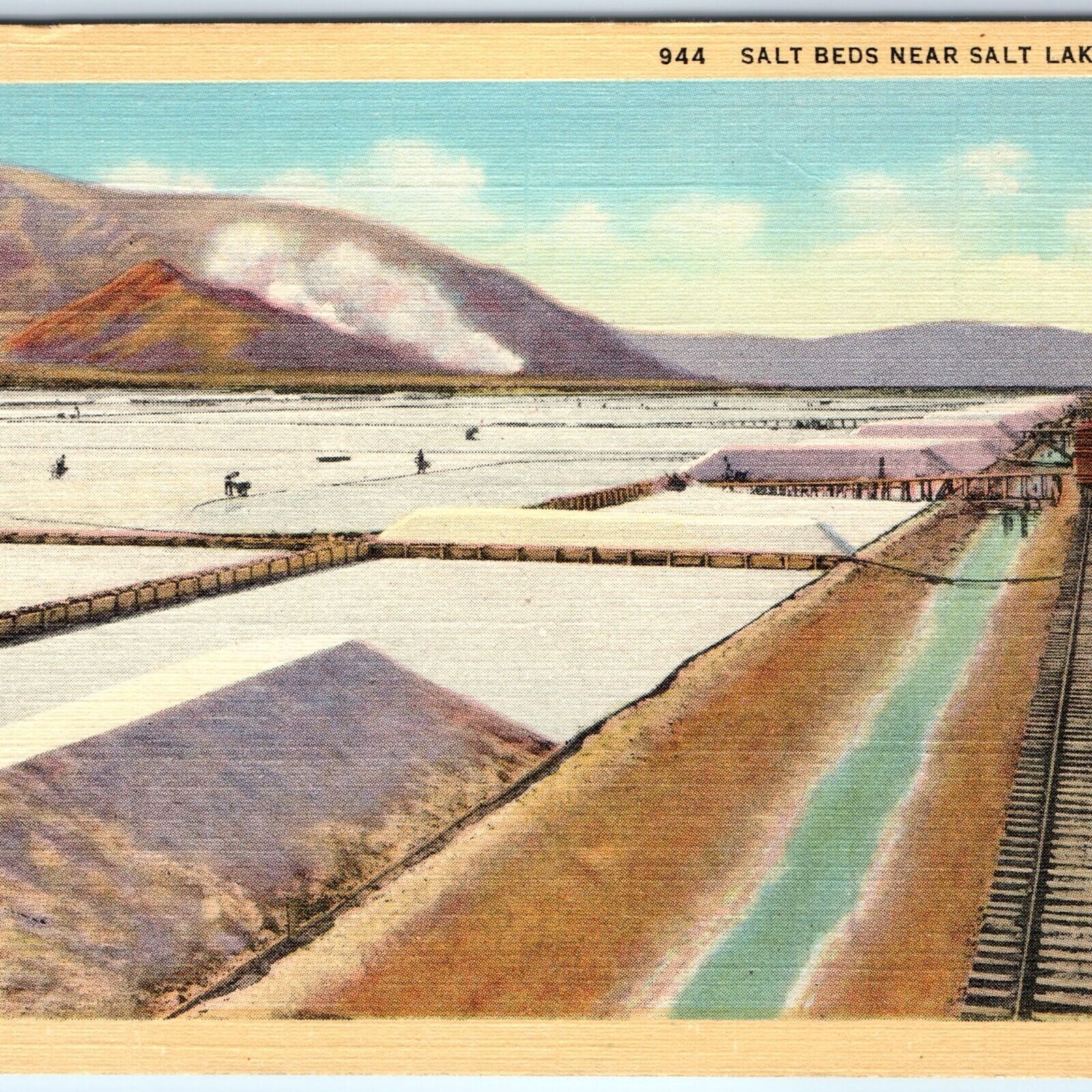 c1930s Salt Lake City, UT Salt Mine Beds Railway Train Linen PC Freight ...