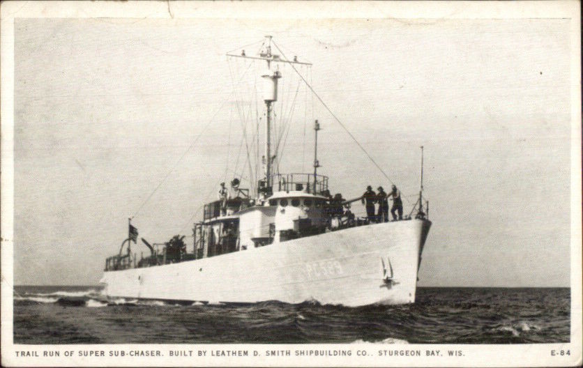 Super Sub Chaser PC 589 Naval Ship Leathem Shipbuilding Co Sturgeon Bay ...