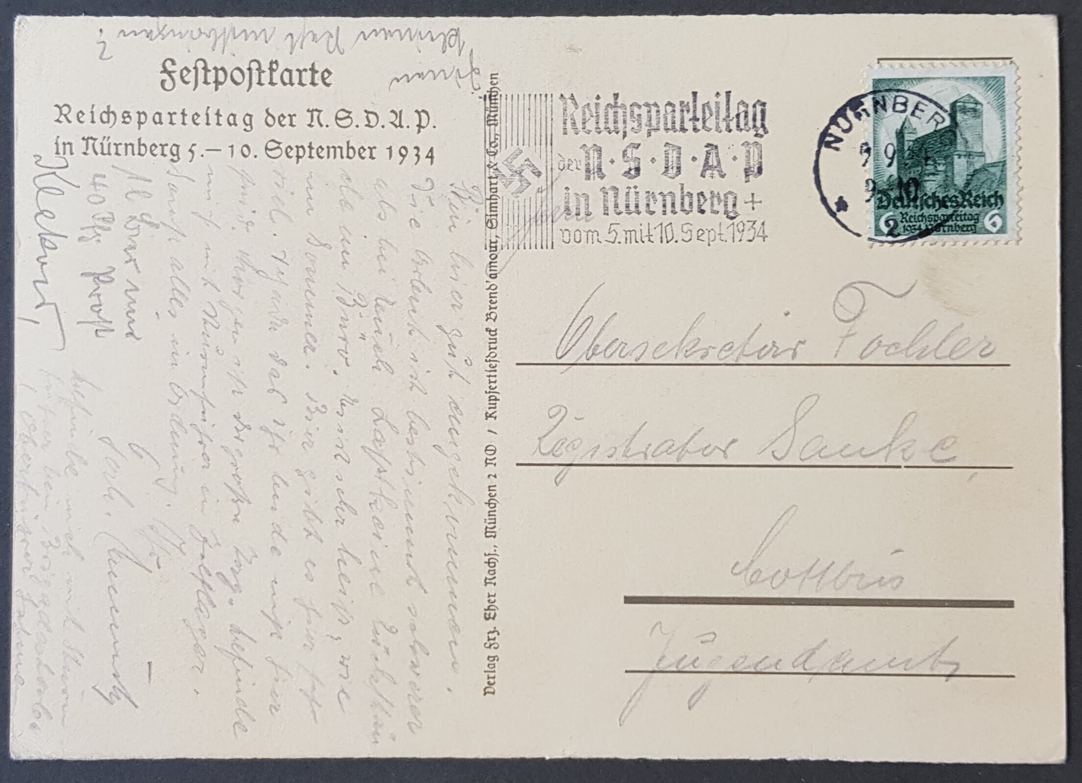 Germany Third Reich Original Official Nazi Postcard Nsdap Nurnberg ...