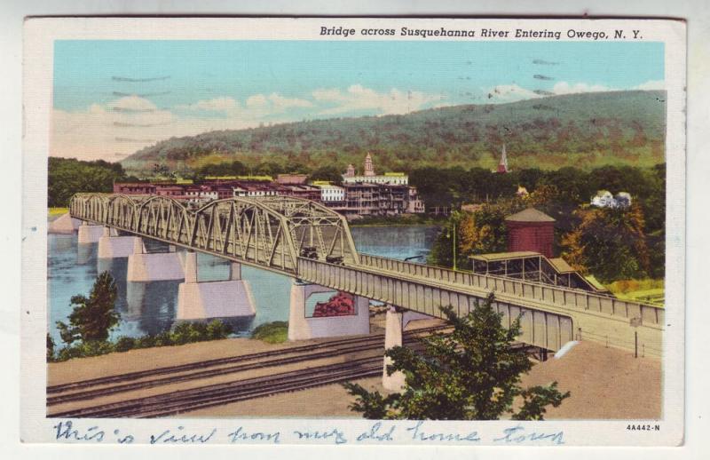 P171 JLs postcard 1948 owego ny old cars bridge susquehanna | United ...
