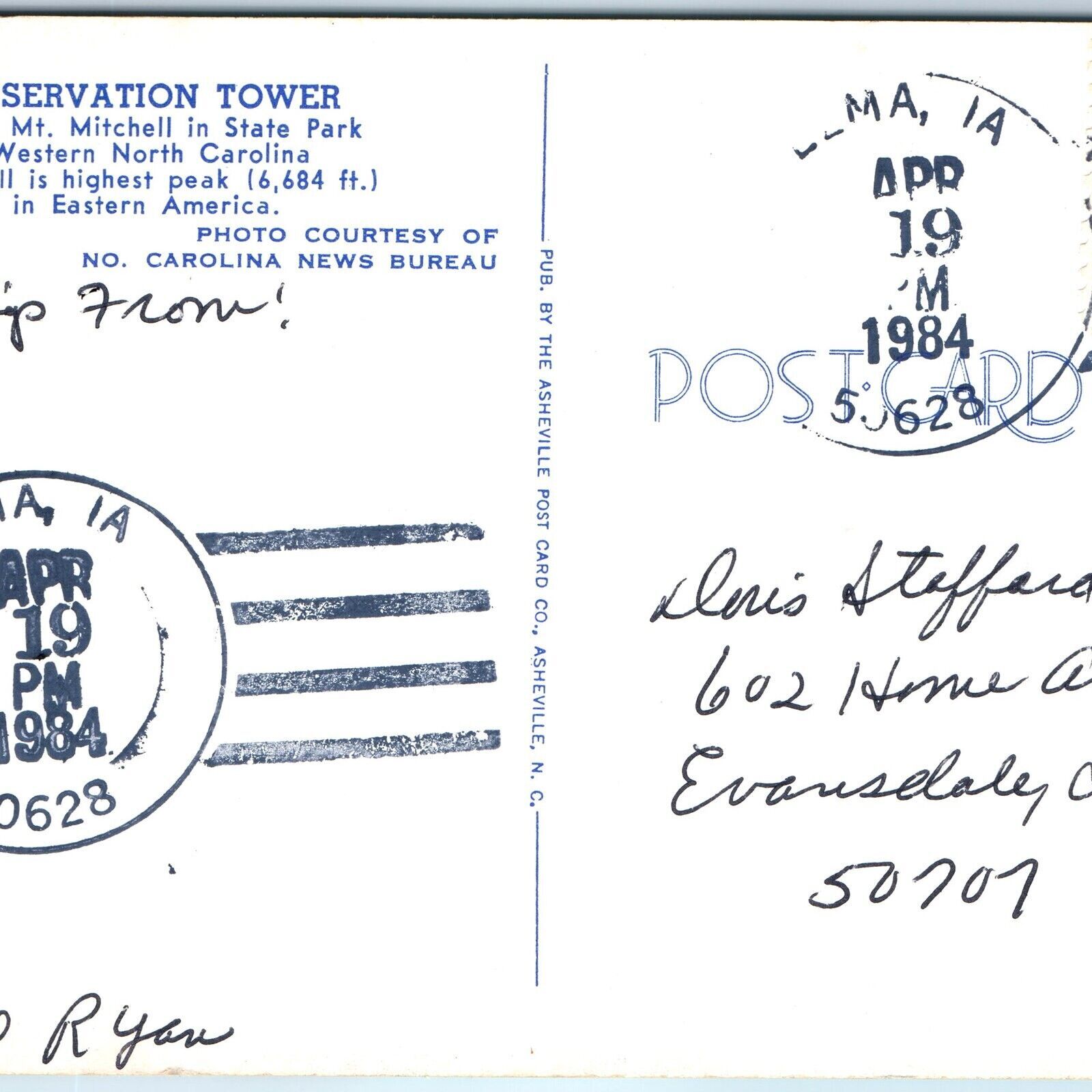 1984 Elma, IA Post Office Cancel Postcard Town USPO Postal History A269 ...
