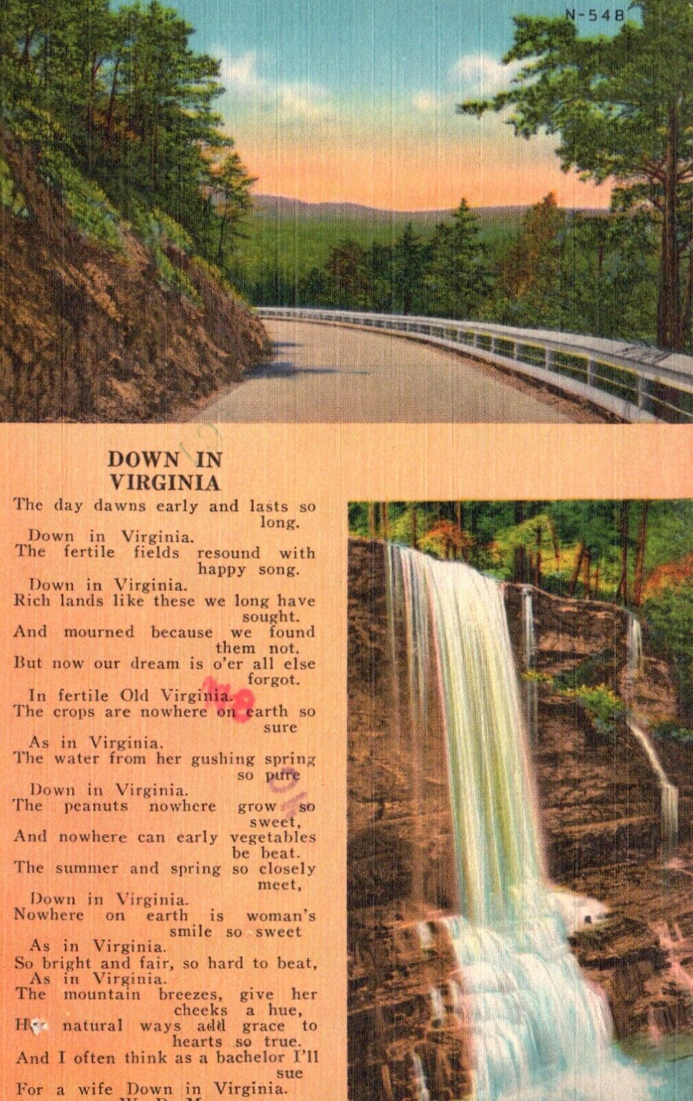 Postcard VA Down in Virginia Poem Multi View Linen Vintage Old PC b4175 ...